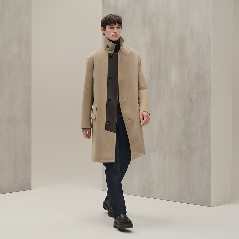 Alexis 가죽 디테일 레인코트 - 블루 - 60 | Hermès - 에르메스 대한민국