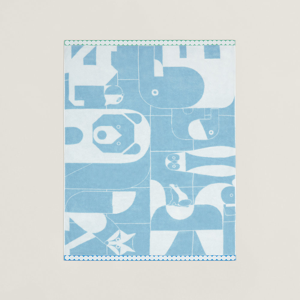 Animaux Blocks bath towel - Green | Hermès Portugal