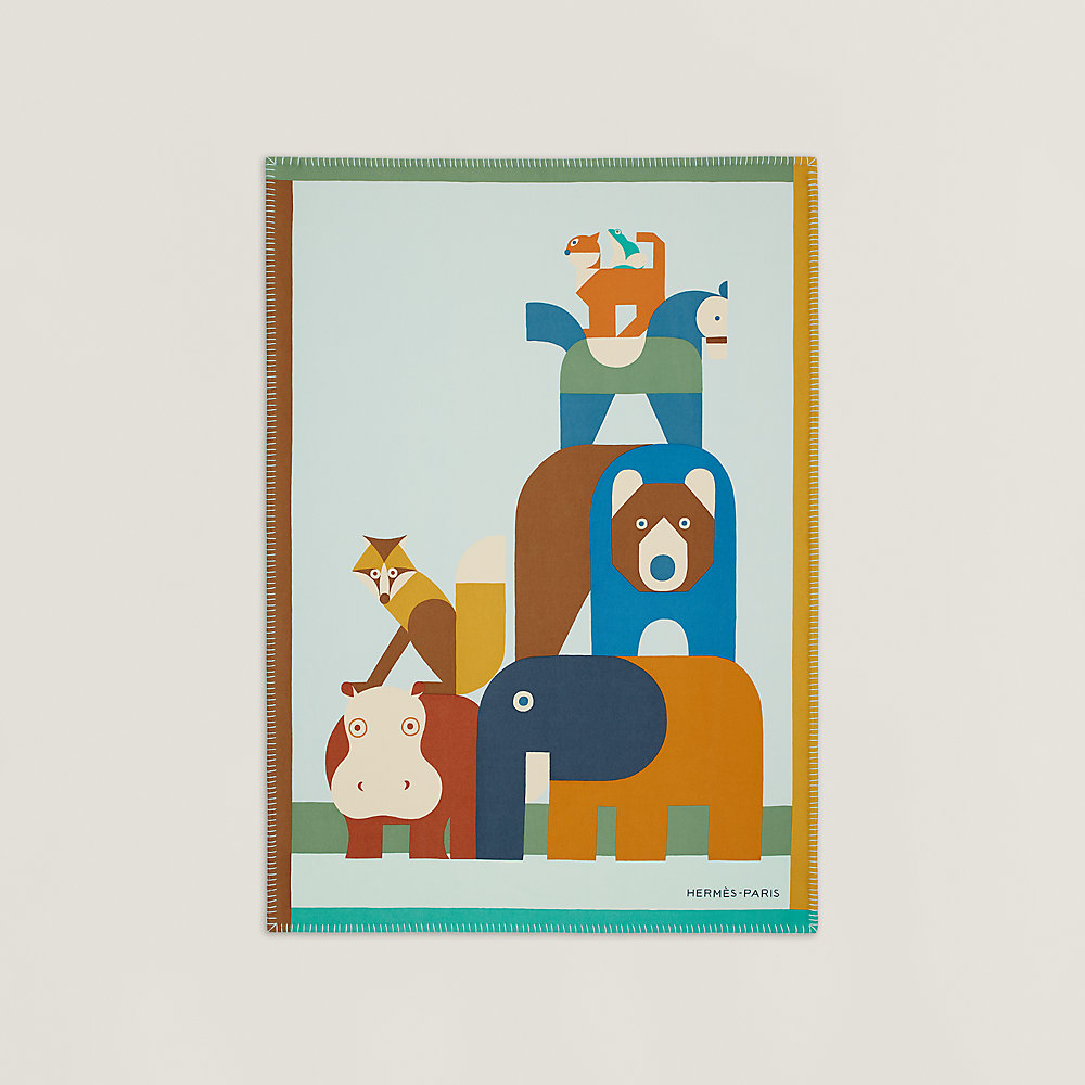 Animaux Blocks blanket - Black | Hermès Sweden