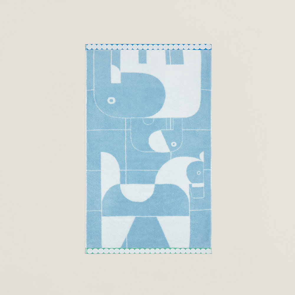 Animaux Blocks towel - Blue | Hermès Belgium