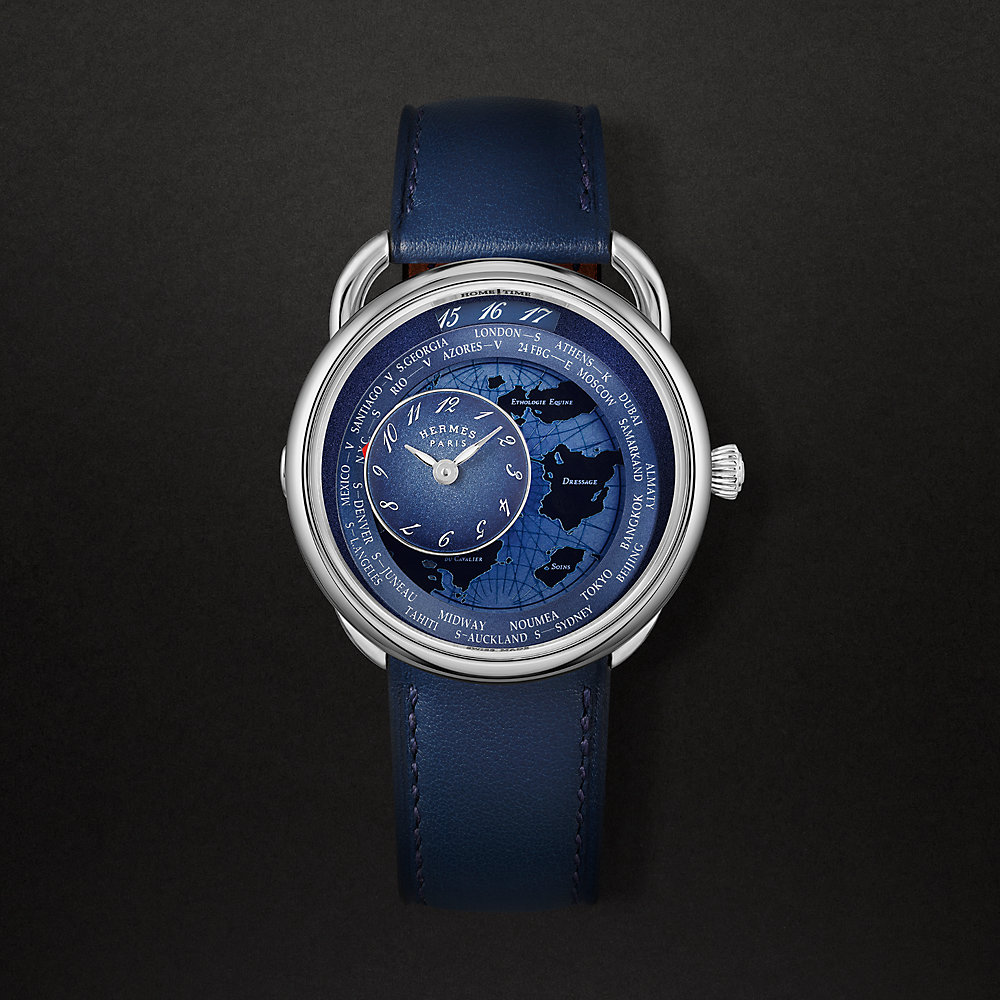 Arceau Le Temps Voyageur watch, Large model, 38 mm | Hermès Saudi Arabia