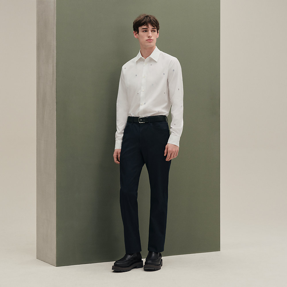 "Attela'H Multi" fitted shirt - Green - 41 | Hermès Australia