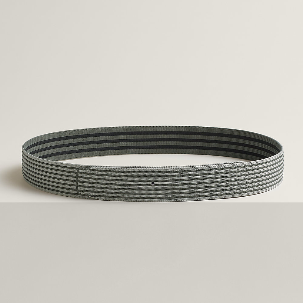 Banda de cinturón reversible Stripes 38 mm - Verde | Hermès España