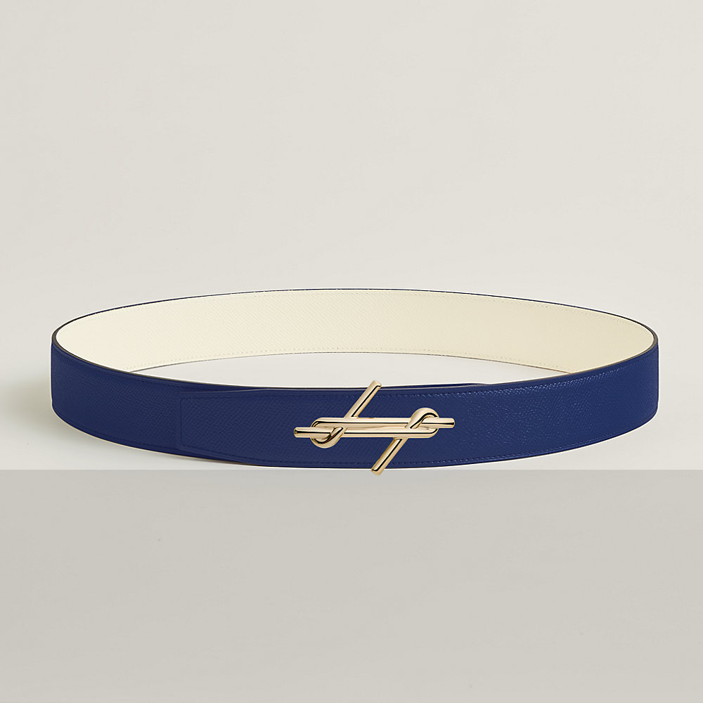 Boucle de ceinture H Noué & Cuir de ceinture réversible 38 mm | Hermès ...
