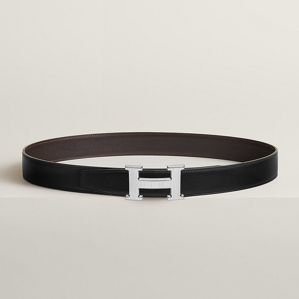 Boucle de ceinture H Striée & Cuir de ceinture réversible 32 mm | Hermès France