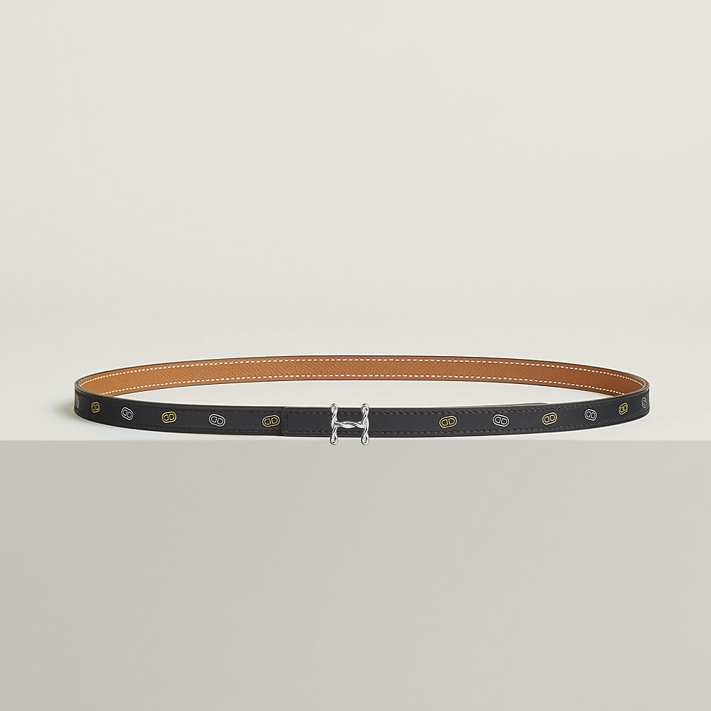Boucle de ceinture H Torsade & Cuir de ceinture réversible Hermès sur ...