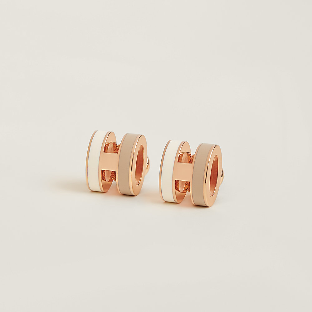 Boucles d'oreilles Mini Pop H Rocabar - Beige | Hermès France