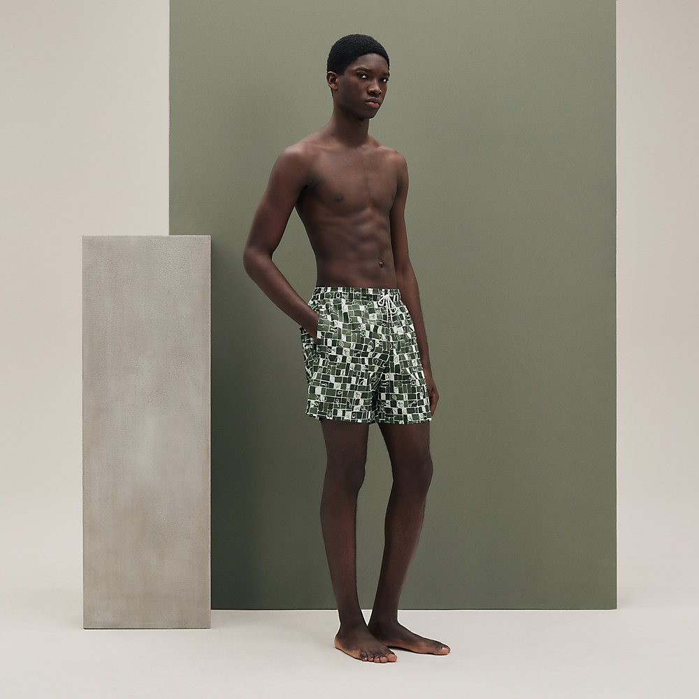 Boxer da mare “Mosaïque Equestre” - Marrone - 3XL | Hermès Italia