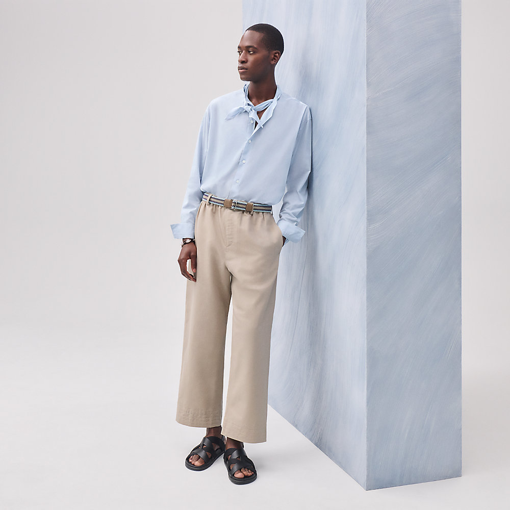 Boxy fit shirt with Marius collar - Blue | Hermès UK