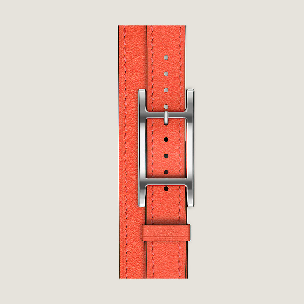 Bracelet Apple Watch Hermès Double Tour 42 mm Hapi Attelage - Orange ...