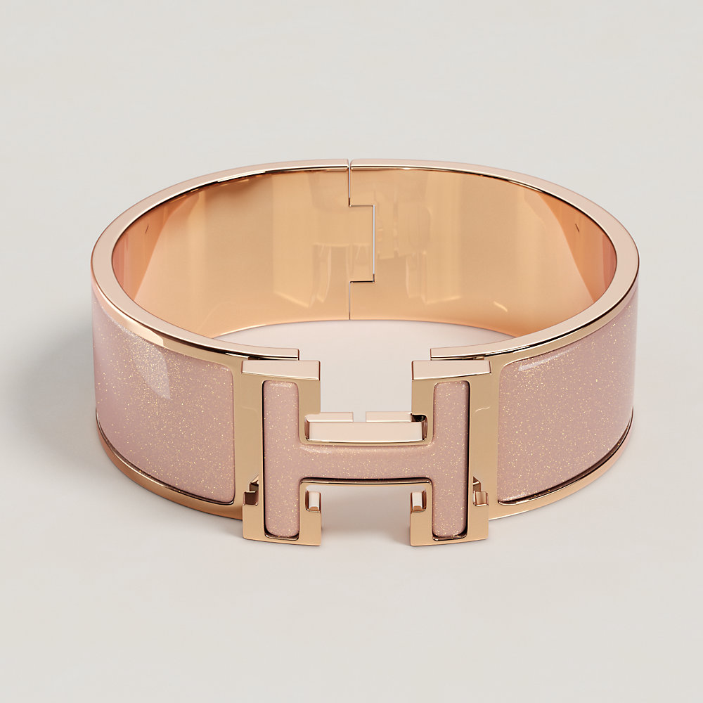 Bracelet Clic Clac H Glitter - Rose | Hermès France