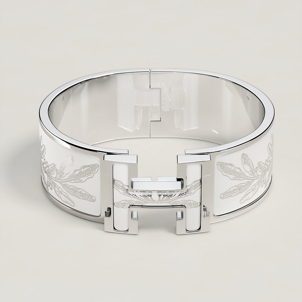 Brazalete Clic Clac H Poste et Cavalerie - Blanco | Hermès España