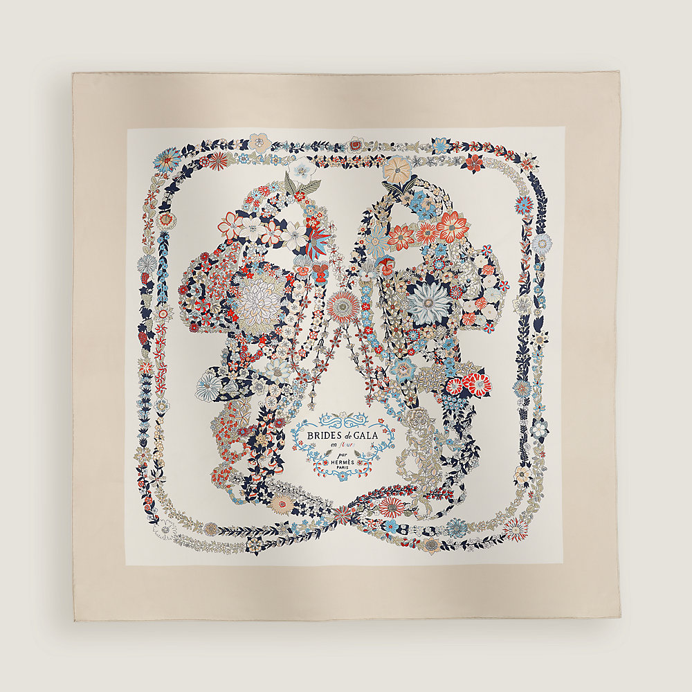 Brides de Gala en Fleurs scarf 90 - Beige | Hermès UK