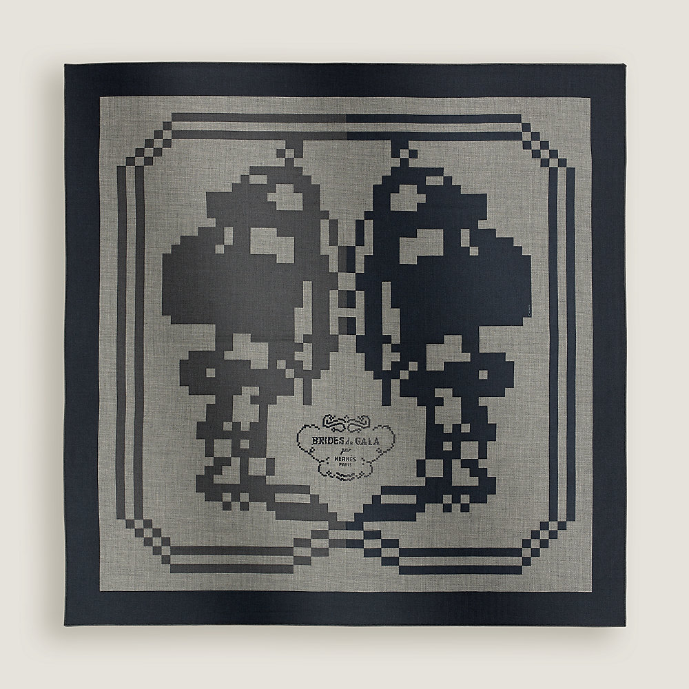 Brides de Gala Pixel scarf 100 - Grey | Hermès USA