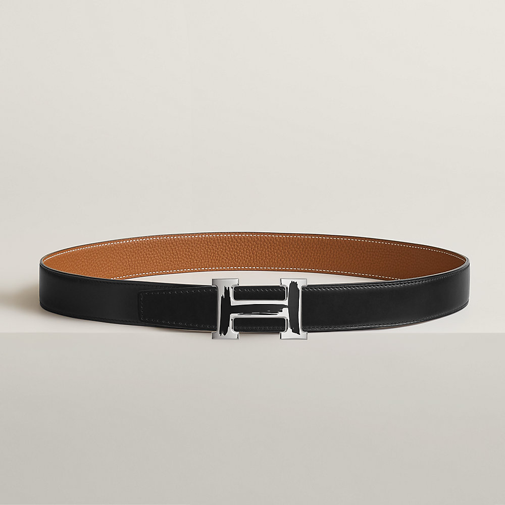 Brush belt buckle & Reversible leather strap 32 mm | Hermès UK