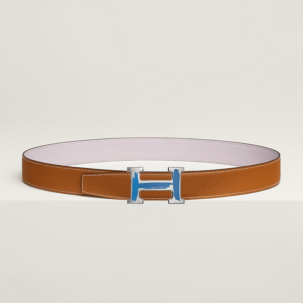 Brush belt buckle & Reversible leather strap 32 mm | Hermès Canada