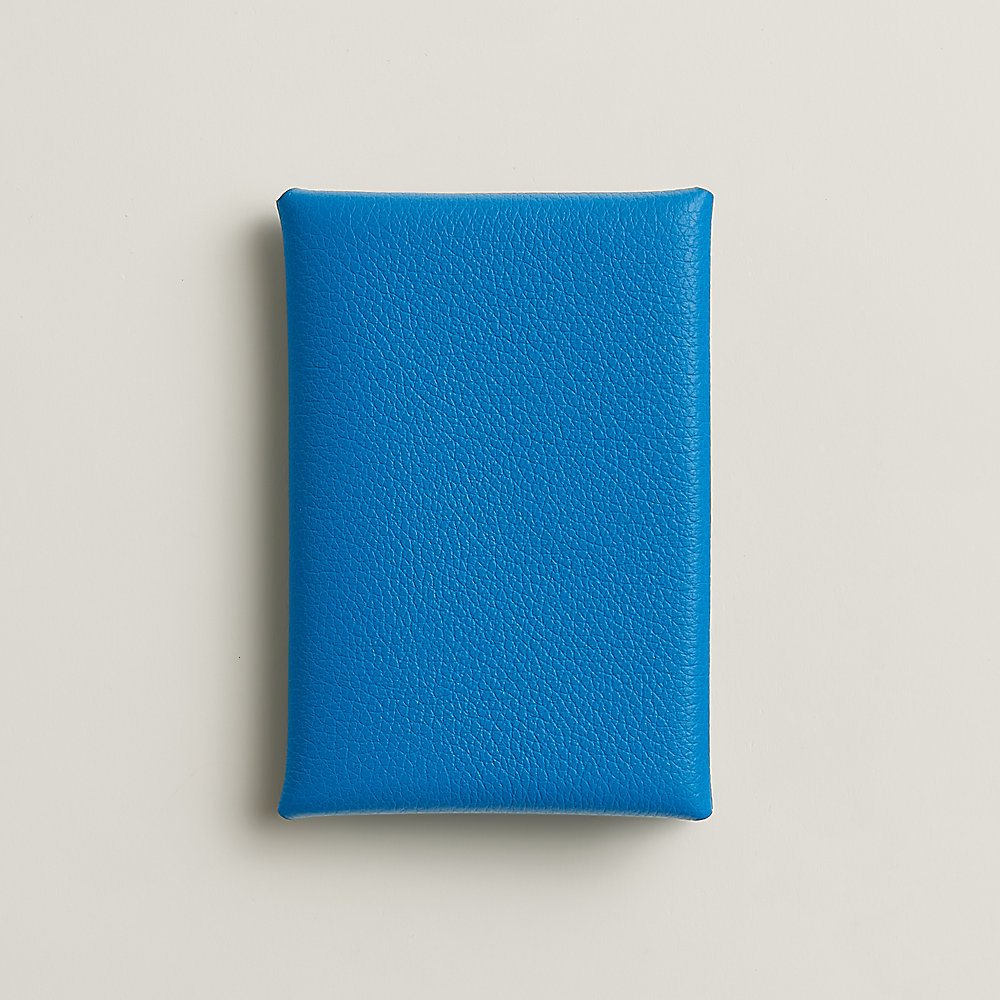 Calvi Duo Compact card holder - Blue | Hermès UK