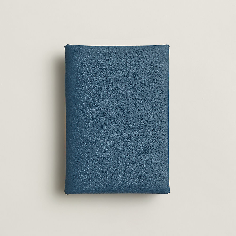 Calvi Duo Compact card holder - Blue | Hermès Singapore