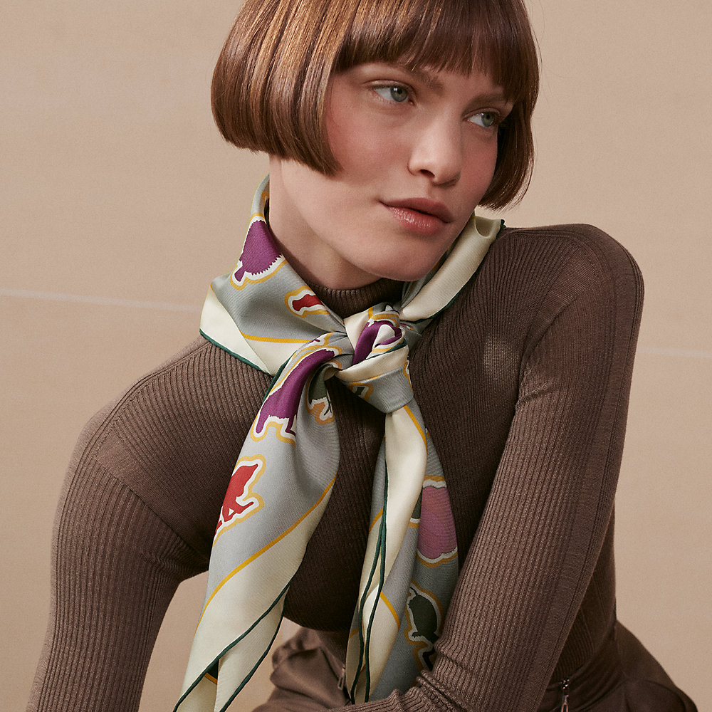 Caracteristick double face scarf 90 - Blue | Hermès UK