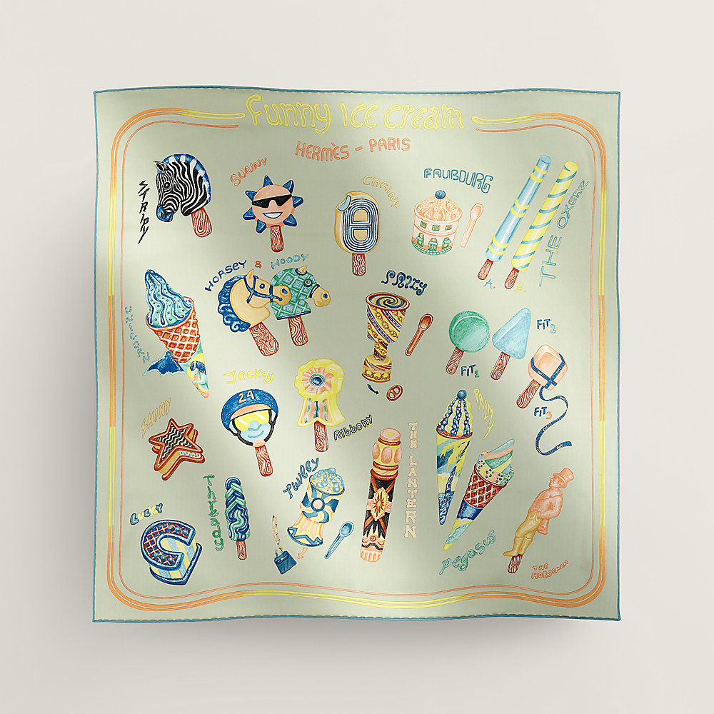 Carré 70 Funny Ice Cream - Vert | Hermès France