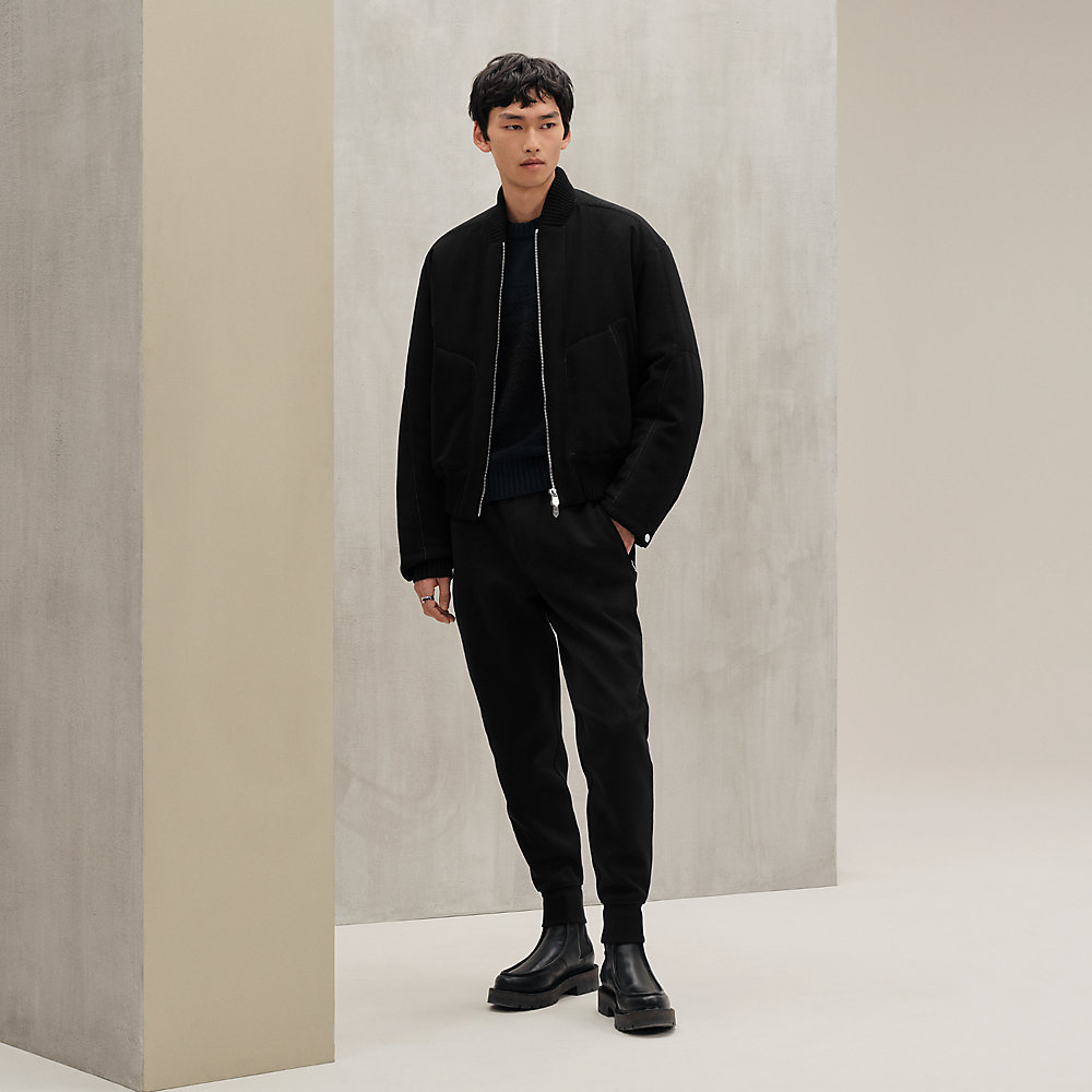 Cashmere rib-trim jacket - Red - 48 | Hermès Canada