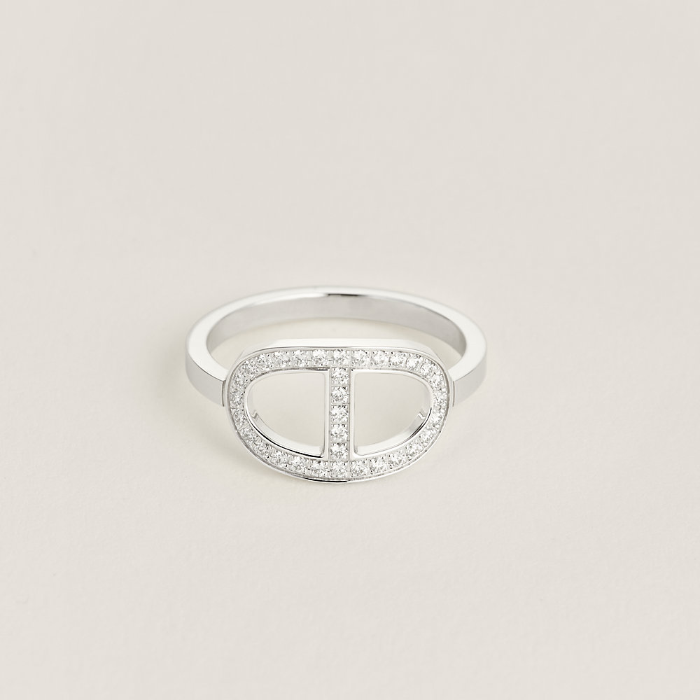 Chaine d'ancre Contour ring - White gold | Hermès Ireland