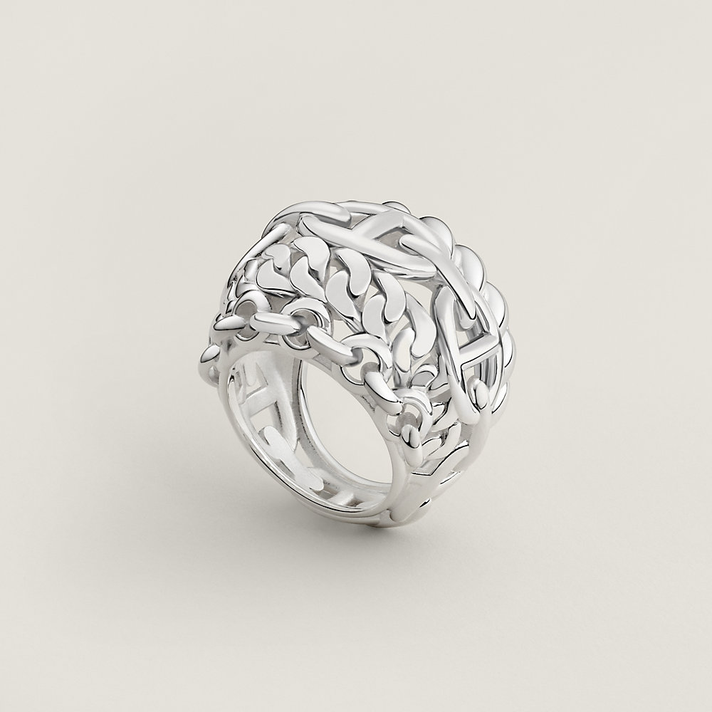 Chaine d'ancre Multichaines ring, very large model - Silver | Hermès Canada