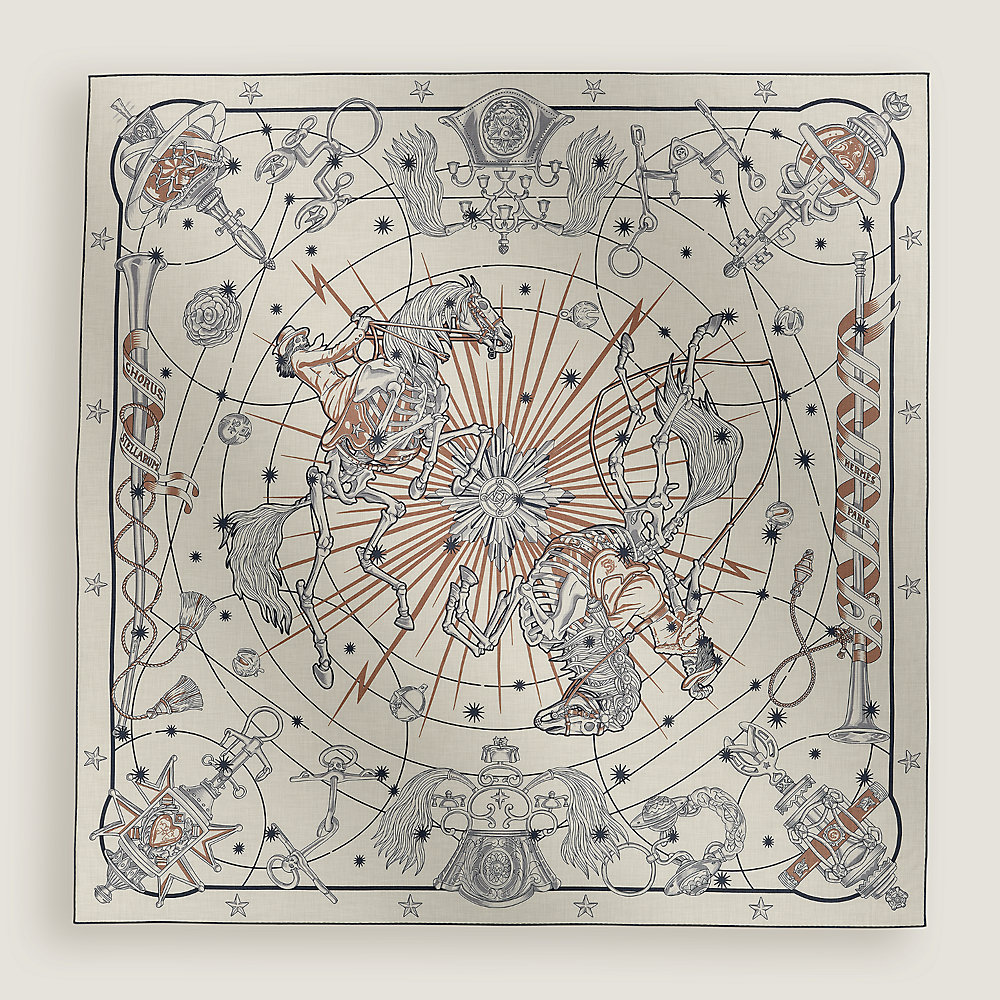 Châle 140 Chorus Stellarum - Blanc | Hermès France