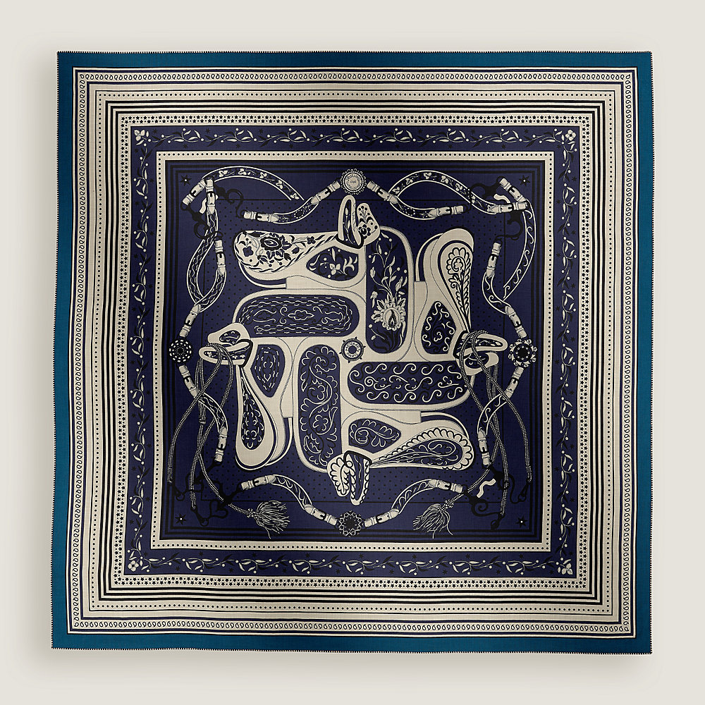 Châle 140 Festival des Amazones Bandana - Bleu | Hermès France