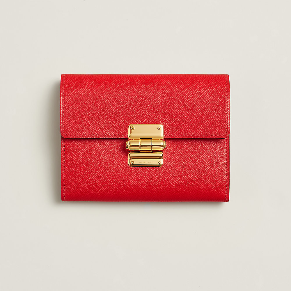Charniere Compact wallet - Red | Hermès UK