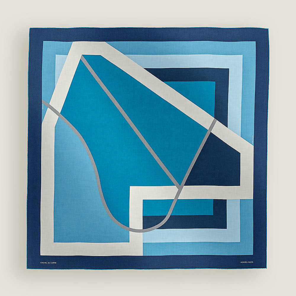 Cheval au Carre scarf 100 - Blue | Hermès Singapore