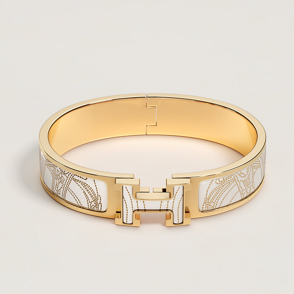 Clic H Brides de Gala Applique Pique bracelet - White | Hermès UK