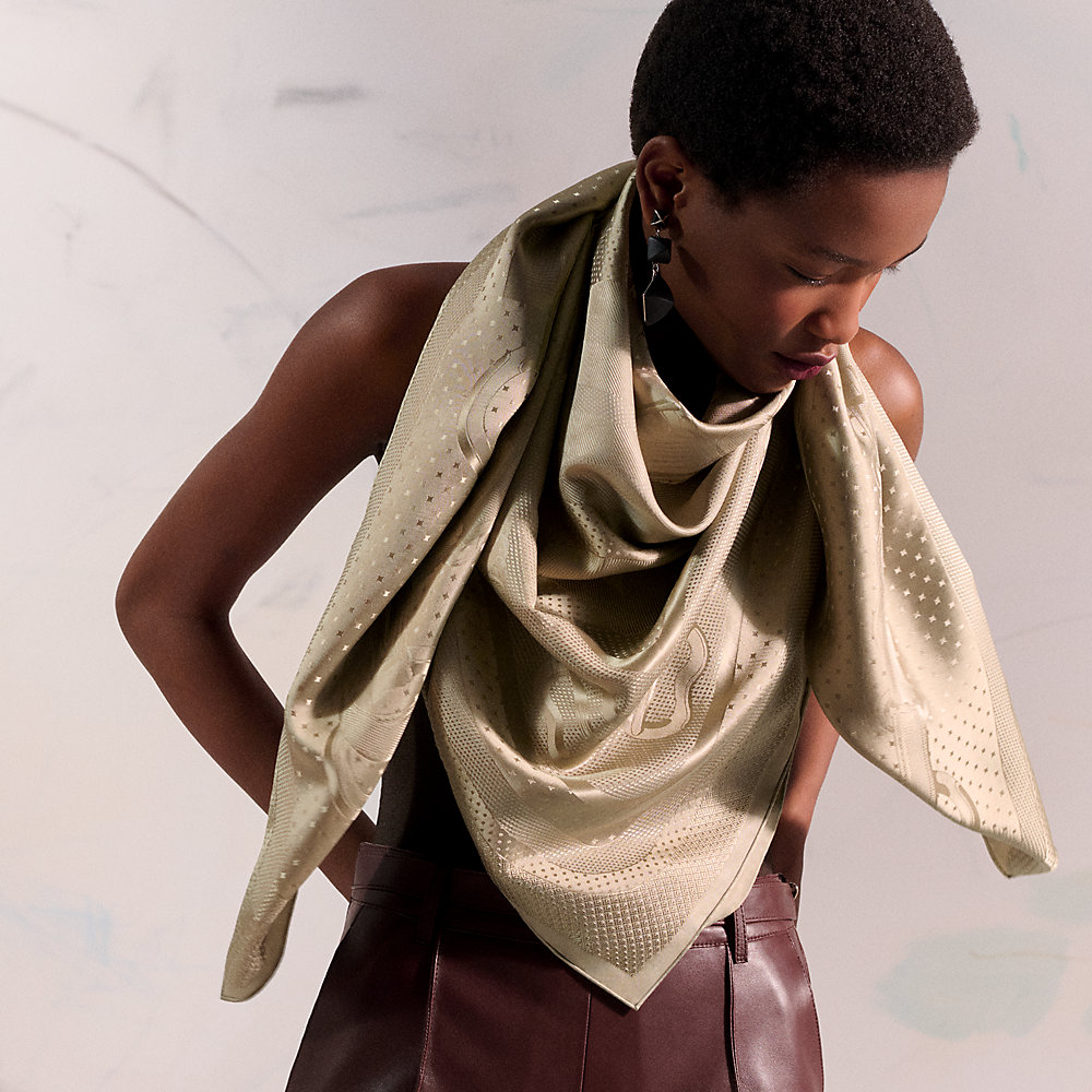 Coaching scarf 140 - Beige | Hermès Thailand
