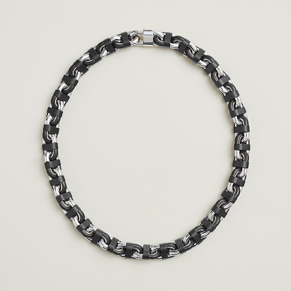 Collier Chaîne Maillon - Noir | Hermès France