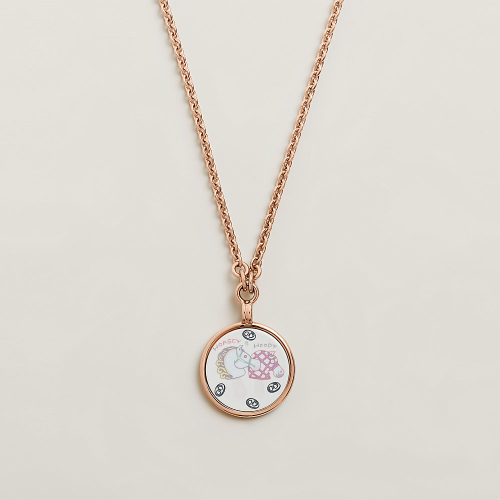 Collier Médaille Funny Ice Cream, petit modèle - Marron | Hermès Canada
