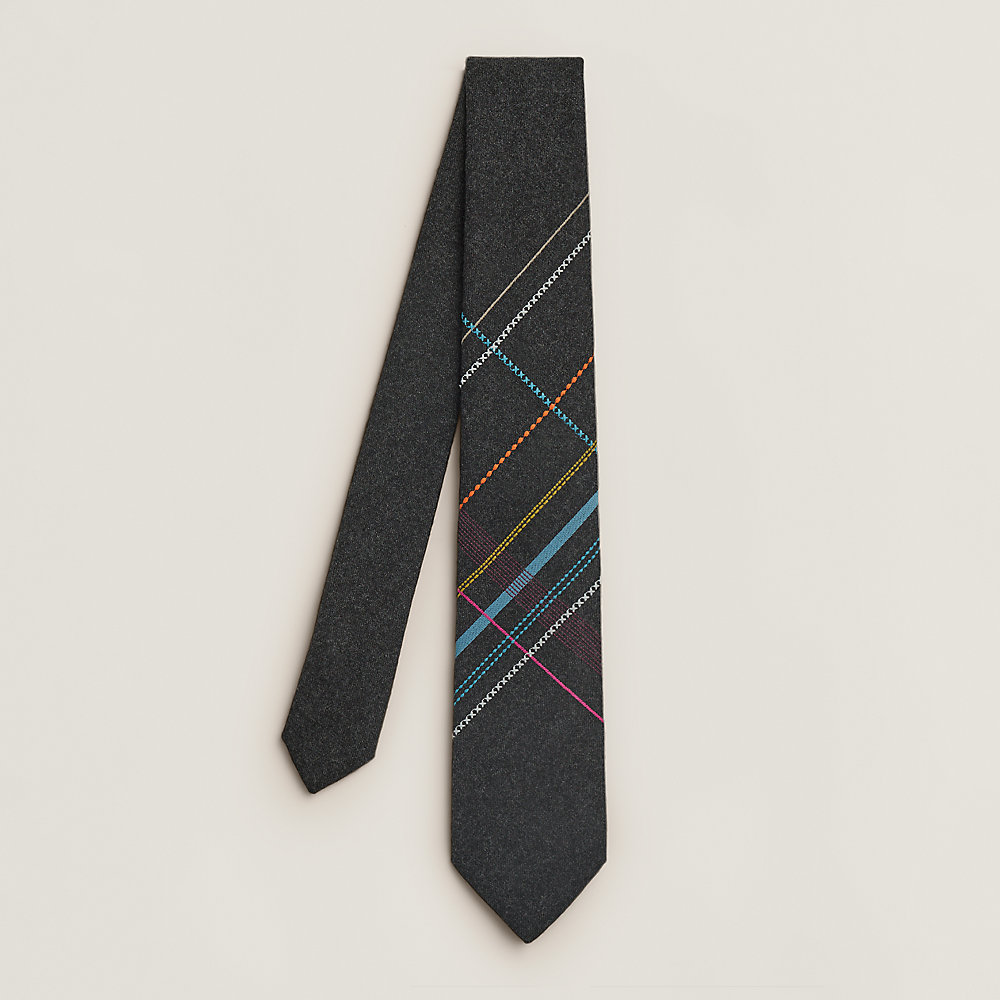 Crazy Tartan tie - Grey | Hermès Hong Kong SAR