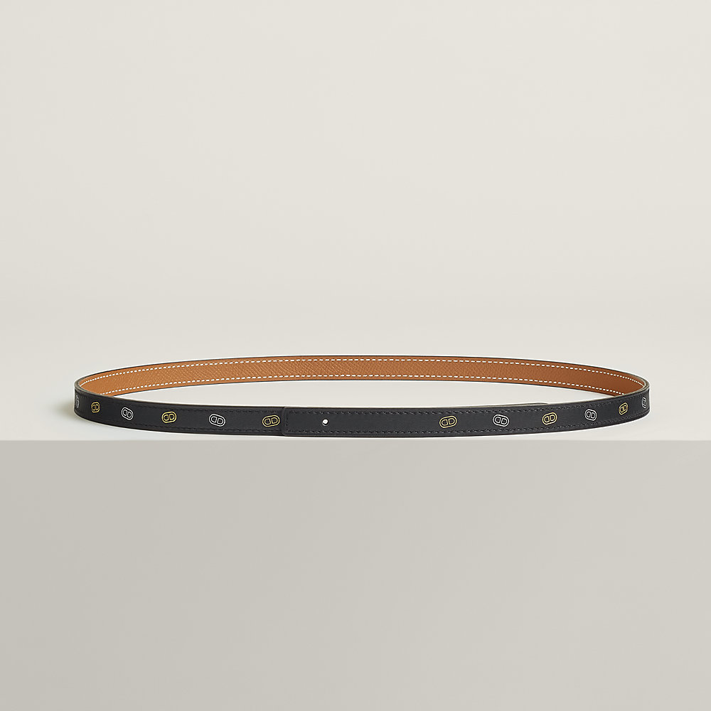 Cuir de ceinture réversible Hermès sur Mer 13 mm - Noir | Hermès France