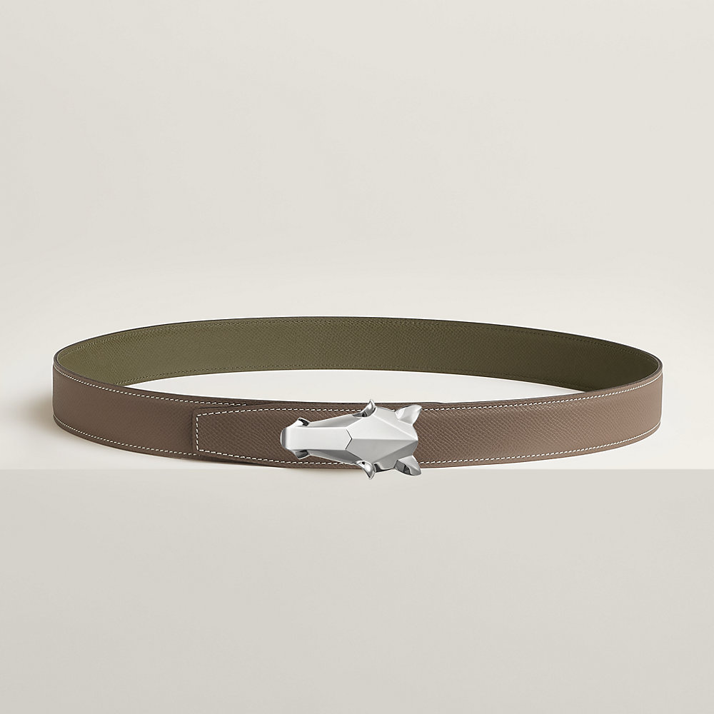 Destrier belt buckle & Reversible leather strap 32 mm | Hermès UK