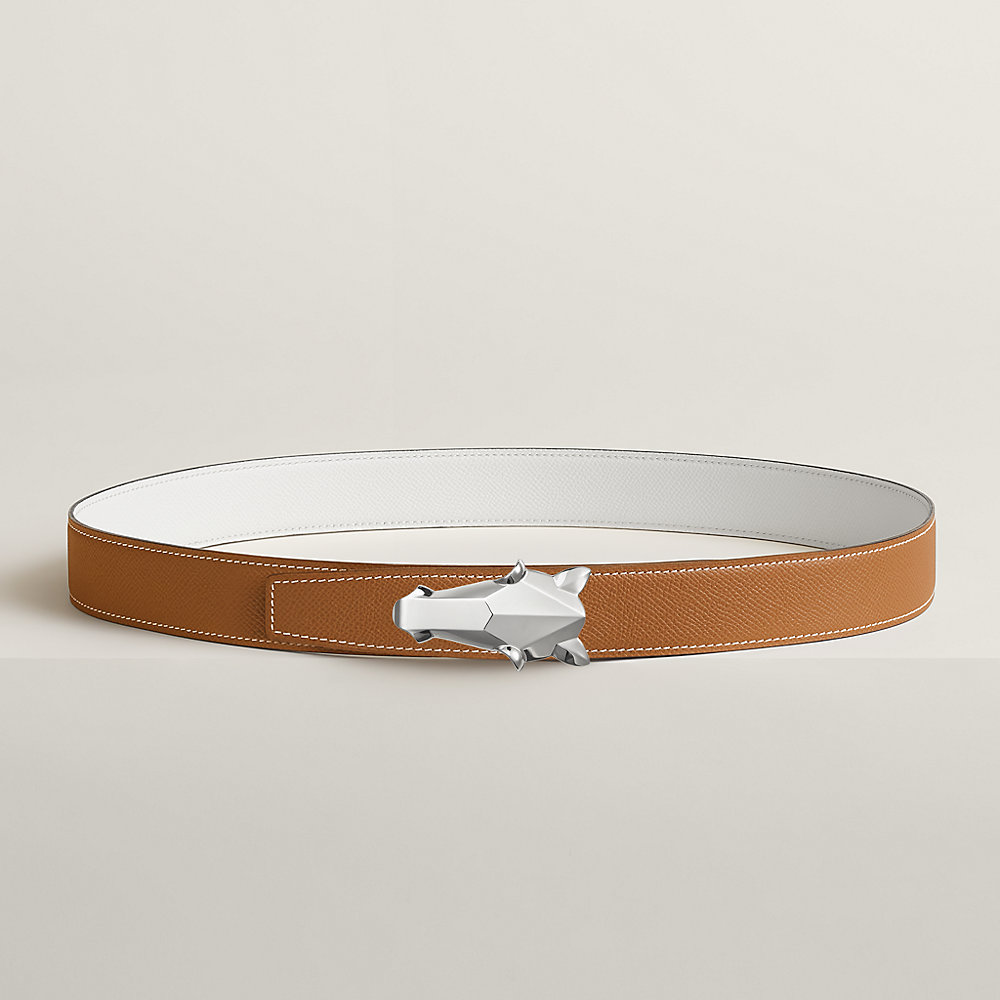 Destrier belt buckle & Reversible leather strap 32 mm | Hermès UK