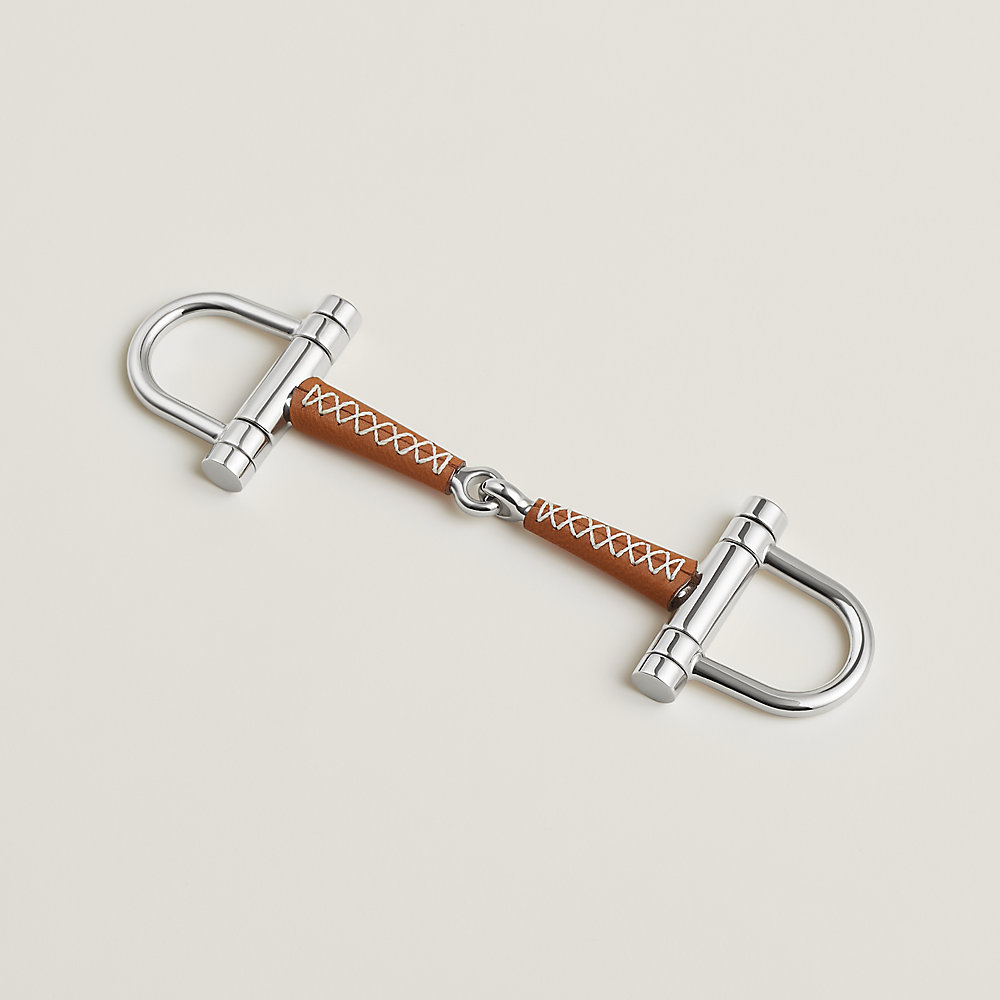 Double Mors Sellier scarf ring - Grey | Hermès Australia