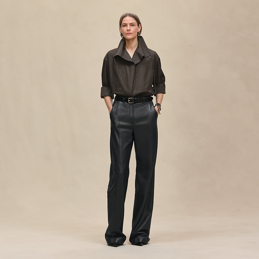 Draped collar shirt - Brown | Hermès UK