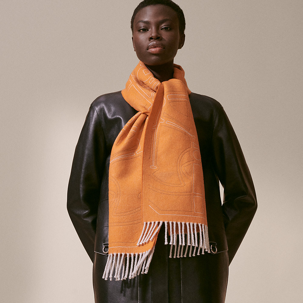 Echarpe Eperon d'Or au Fil - Orange | Hermès France