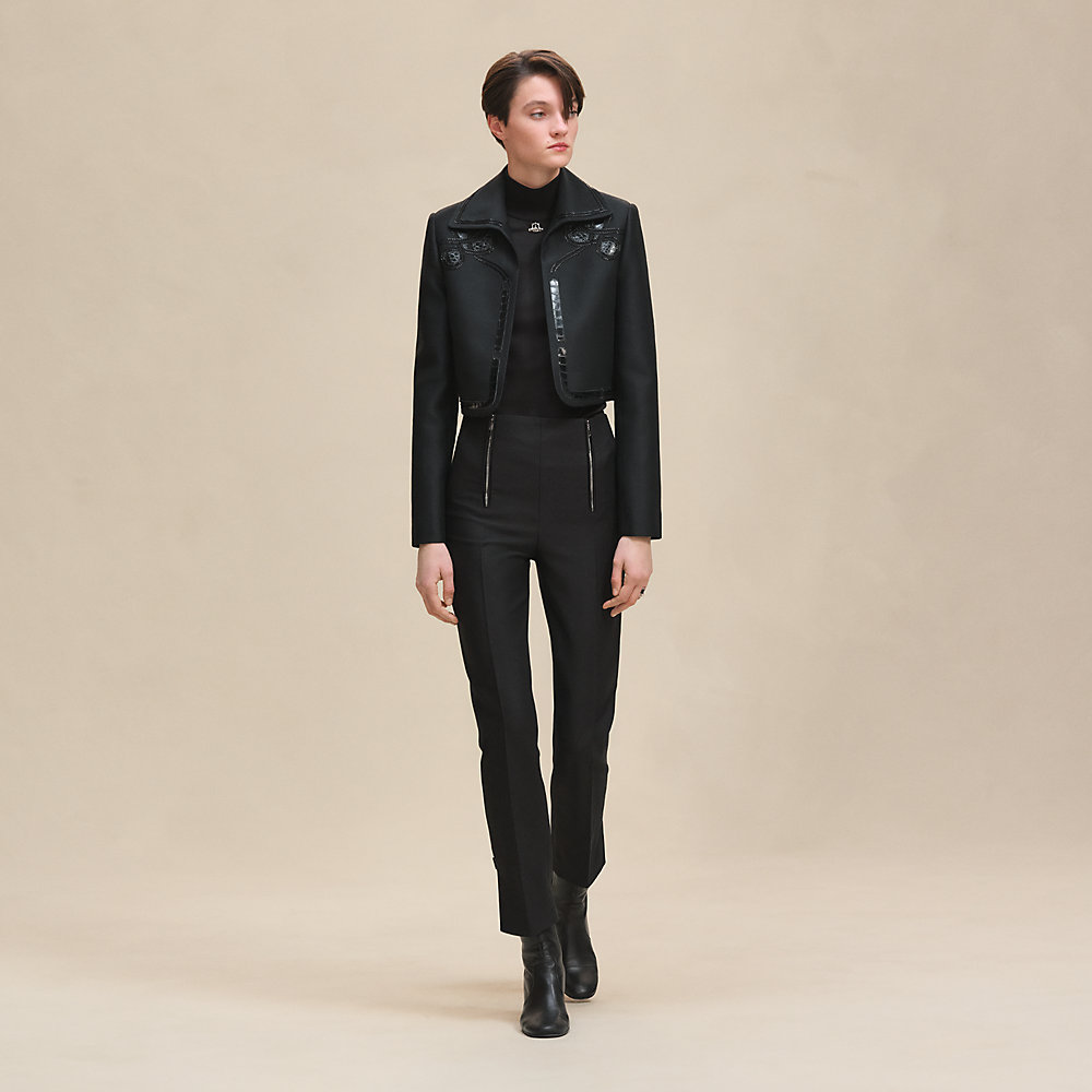 Embroidered Spencer jacket - Black | Hermès USA