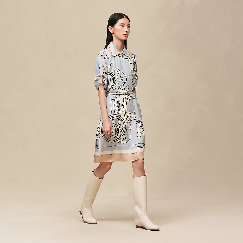 "Ex-Libris a Main Levee" dress | Hermès Saudi Arabia