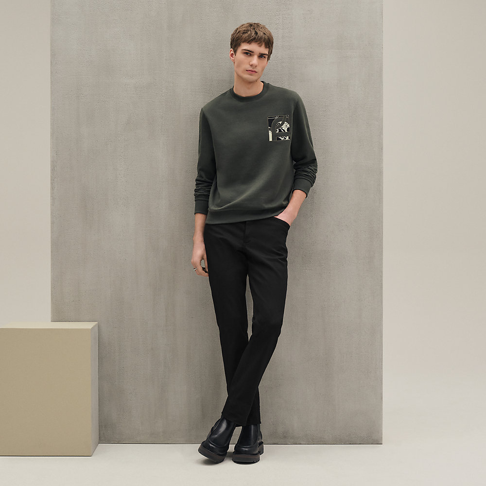 “Ex-Libris” 크루넥 스웨터 - 블루 - XXL | Hermès - 에르메스 대한민국