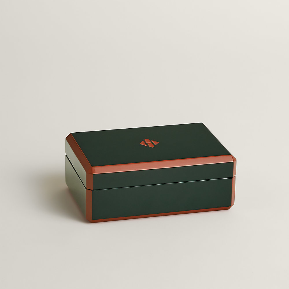 Facettes Lithographie Equestre bridge card box - Green | Hermès Australia