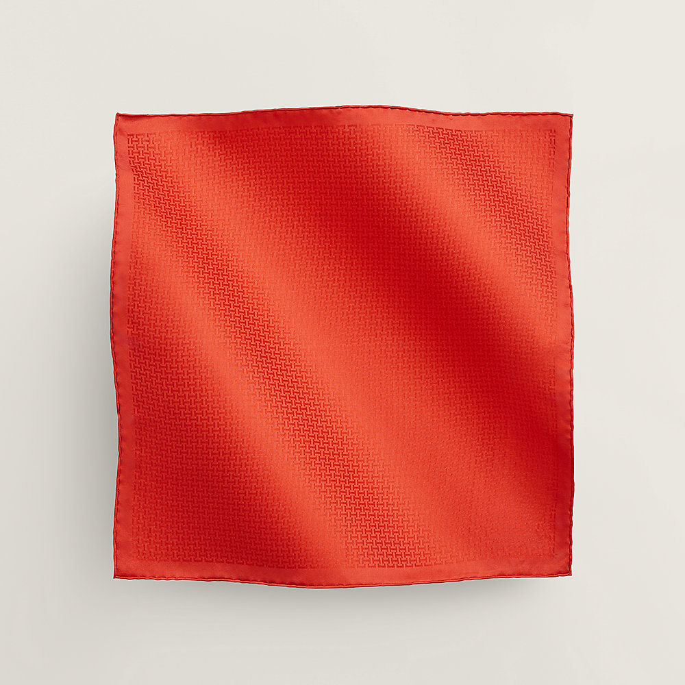 Faconnee Upside Down pocket square 45 - Orange | Hermès Canada