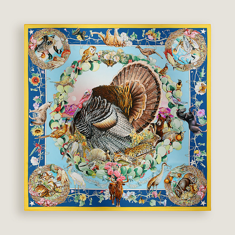 Faune et Flore du Texas forever scarf 90 | Hermès Australia