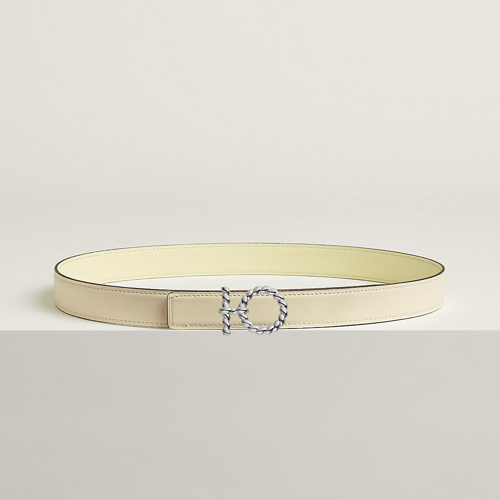 Flot Godronne belt buckle & Reversible leather strap 24 mm | Hermès UK