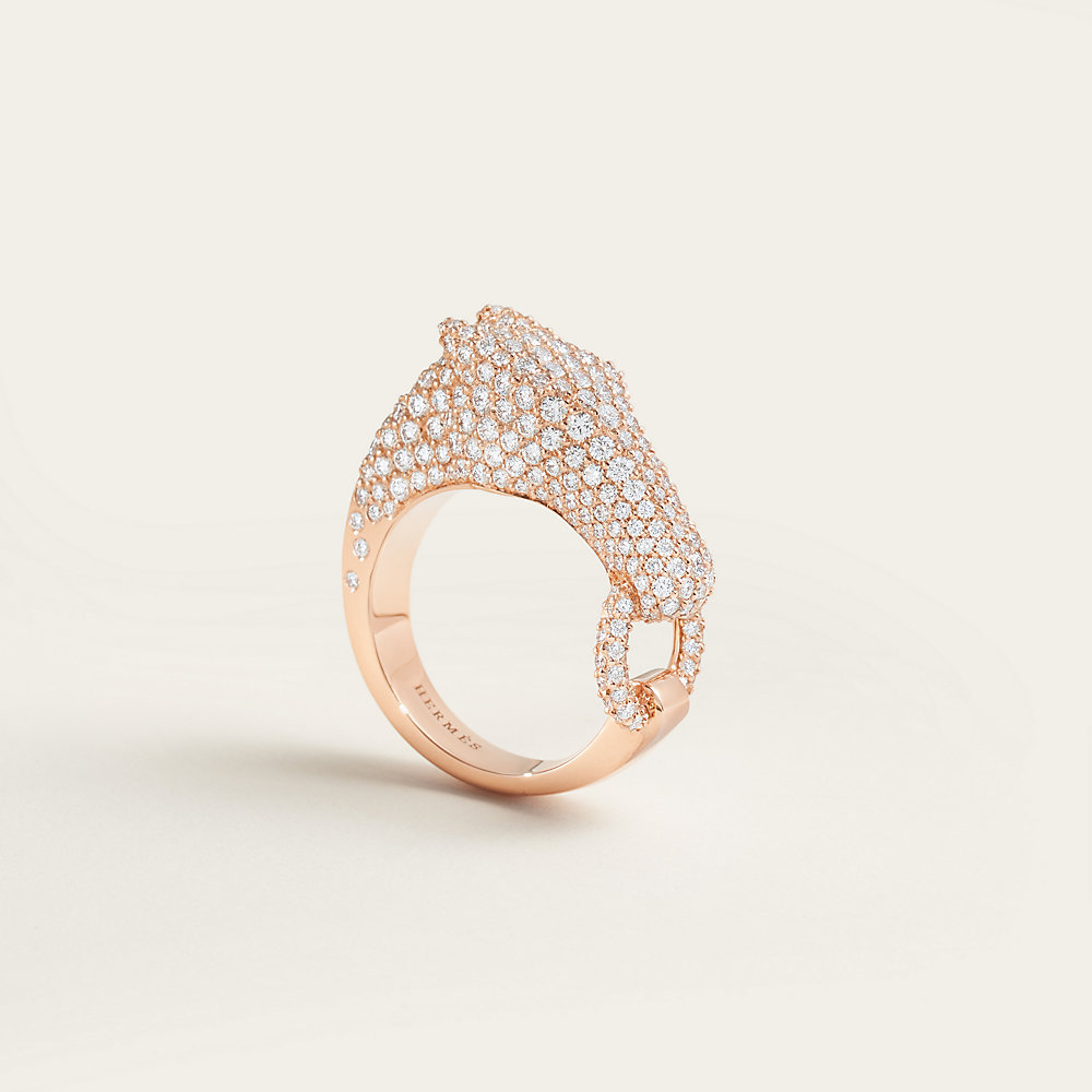 Galop Hermès ring, small model - Rose gold | Hermès Australia